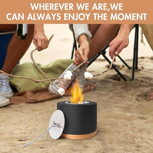 MCleanPin Tabletop Fire Pit,Smokeless Firepit,Smores Firepit Table Top,Mini Fireplace, Indoor Outdoor Patio Decor, Portable Campfire,Small Table Top Firepit Bowl, Table Top Decor,Fall Gifts (Black)