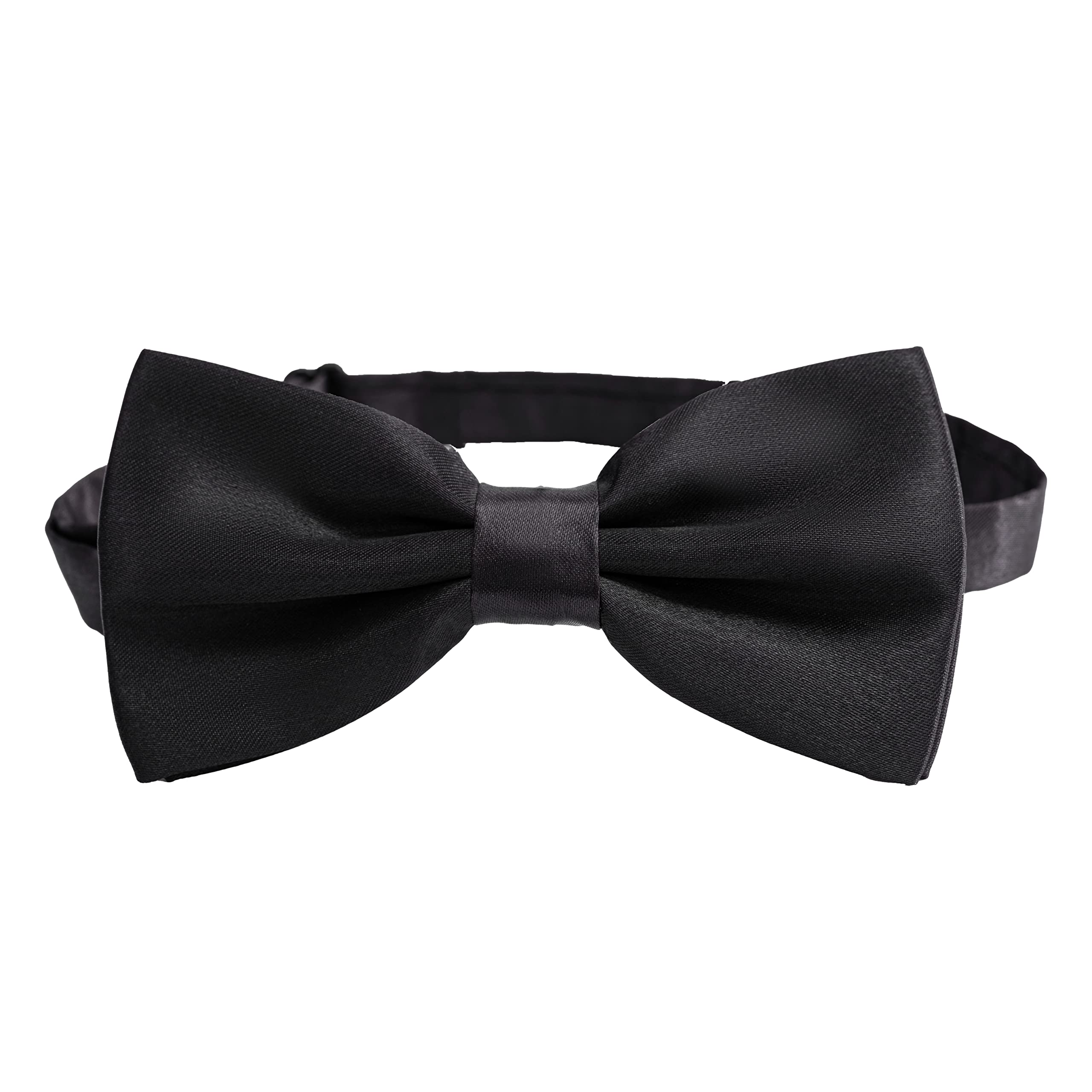 TASTION Black Bow Ties for Men Solid Color Pre-Tie Bow Tie Classic Plain Satin Formal Tuxedo Adjustable Bowties for Wedding & Party