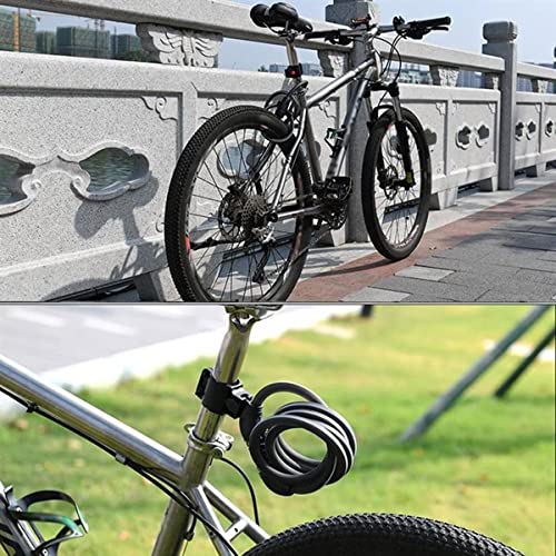 UPPVTE Mountain Bicycle Lock,Reflective Lock Alloy Lock with Lock Frame Bronze Key MTB Wire Lock Bicycle Accessories Anti-Theft Lock (Color : Black, Size : 1.2m)