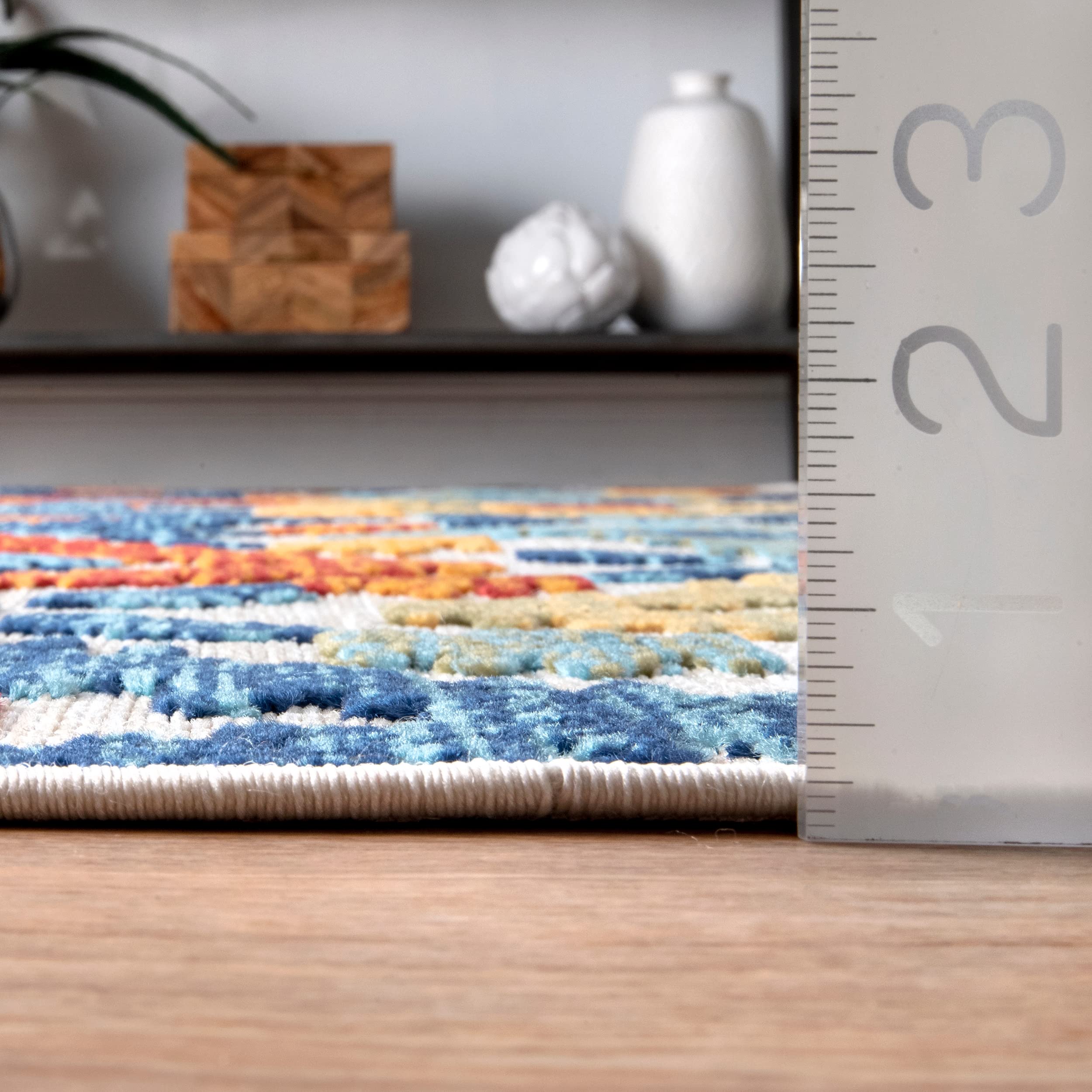 nuLOOM Indoor/Outdoor Transitional Labyrinth Area Rug, 9x12, Blue