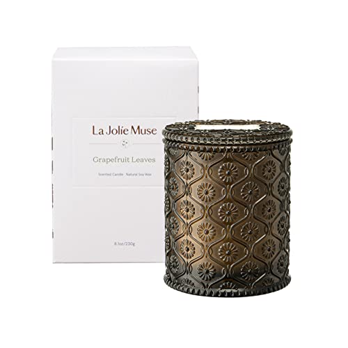 LA JOLIE MUSE Scented Candle, Grapefruit Leaves Scented Candle, Natural Soy Candle for Home Scented, 50 Hours Long Burning Time