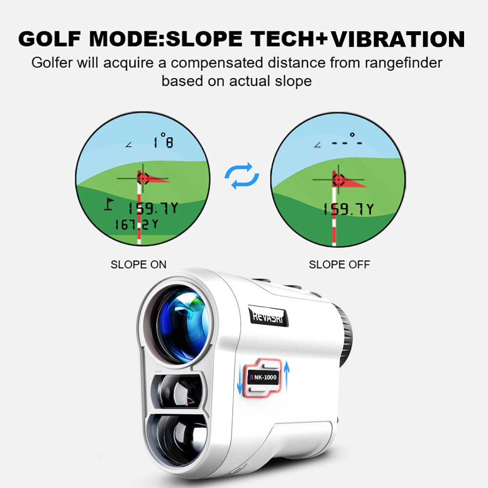 REVASRI Golf Rangefinder with Slope and Pin Lock Vibration, External Slope Switch for Golf Tournament Legal, Rangefinders with Rechargeable Battery 600YDS Laser Range Finder