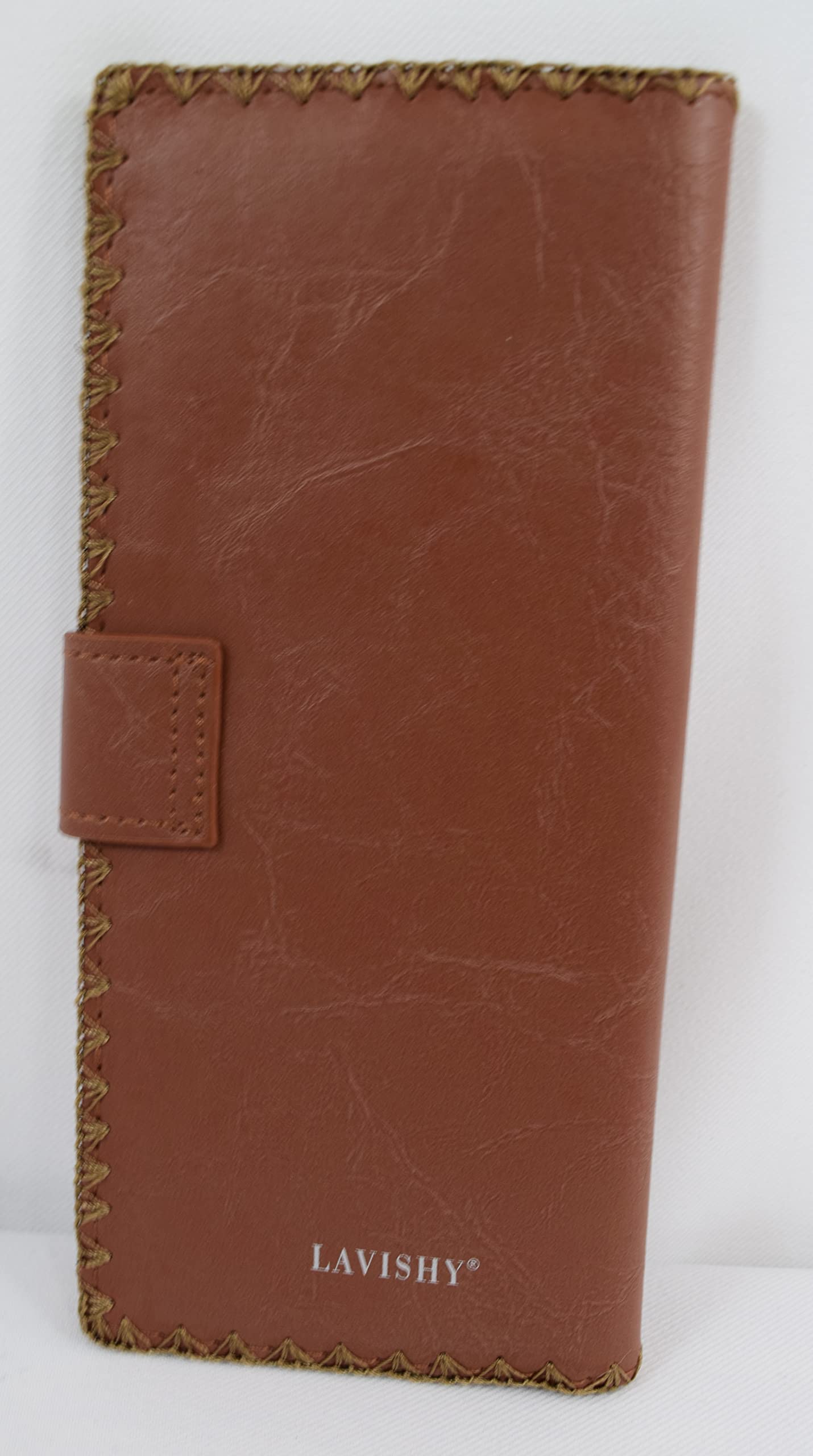 Skelapparel Embroidered Owl Couple and Mushroom Faux Leather Large Flat Wallet by Lavishy (Green)