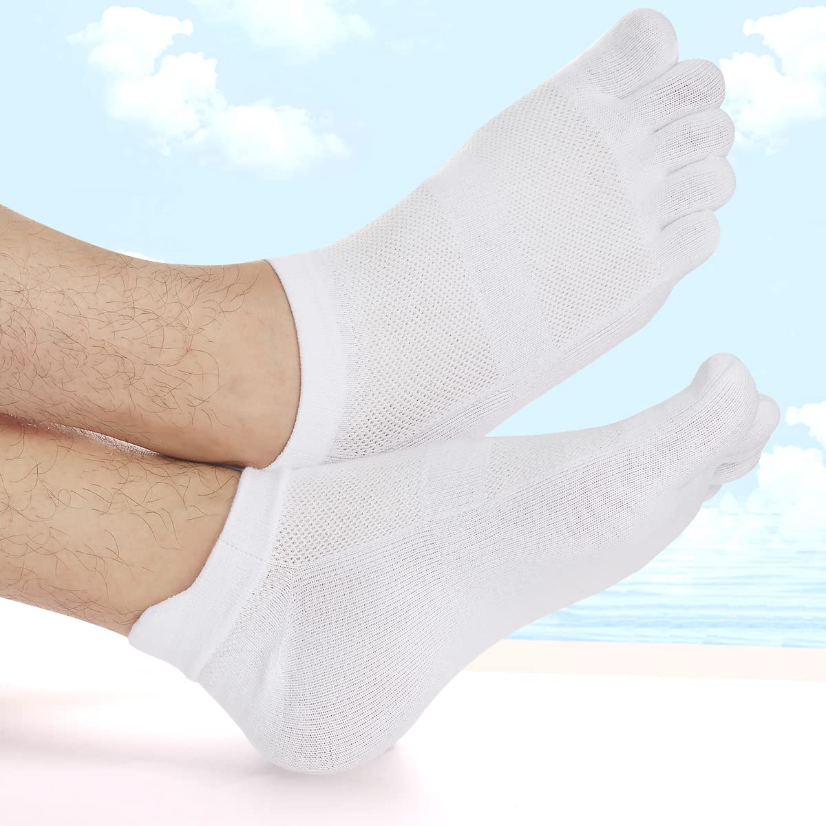 Meaiguo Men's Toe Socks Cotton Five Finger Socks Low Cut Athletic Socks for Running 4 Pairs