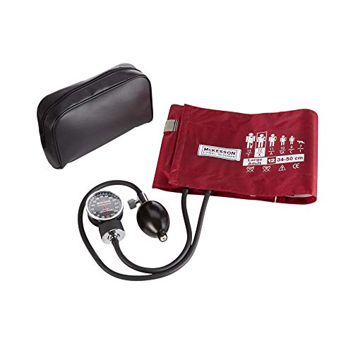 McKesson Aneroid Sphygmomanometer β Manual Blood Pressure Cuff Monitor with Carrying Case, Cuff 34-50 cm, Burgundy, 1 Count