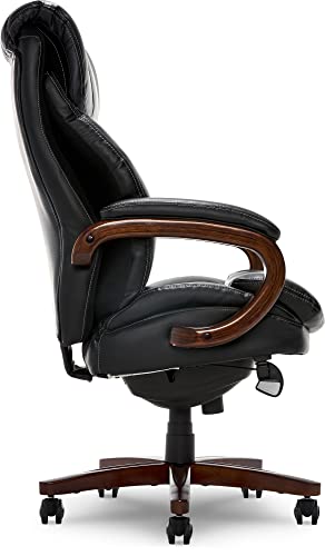 La-Z-Boy Trafford Big and Tall Executive Office Chair with AIR Technology, High Back Ergonomic Lumbar Support, Black Bonded Leather