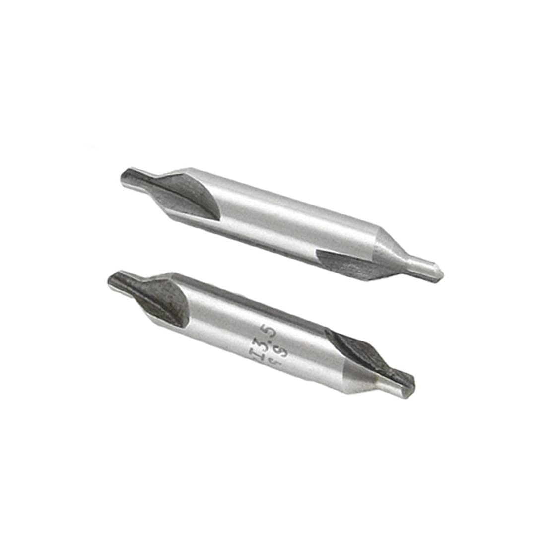 sourcing map 2 Pcs Drilling Head 0.14" Diameter Lathe HSS Center Spotting Drill Bits Power Tool