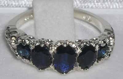LetsBuyGold 14k White Gold Natural Sapphire Womens Anniversary Ring - Size 4.25