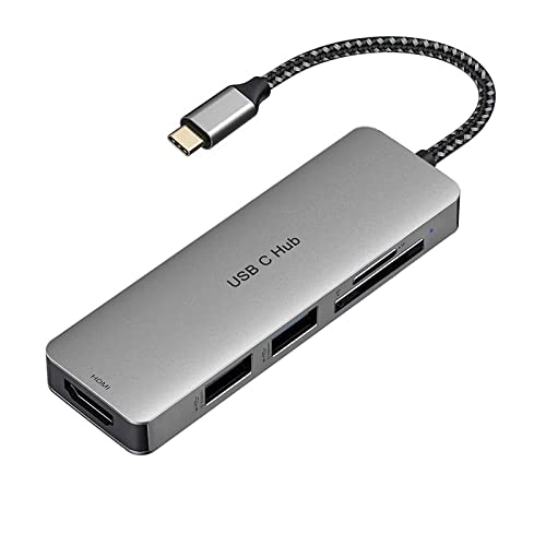USB C Hub 5 in 1 USB C to HDMI Adapter with 4K HDMI Output USB 3.0 SD/TF Card Reader Compatible for MacBook Pro iPad Pro XPS Surface Pro/Go More Type C Devices