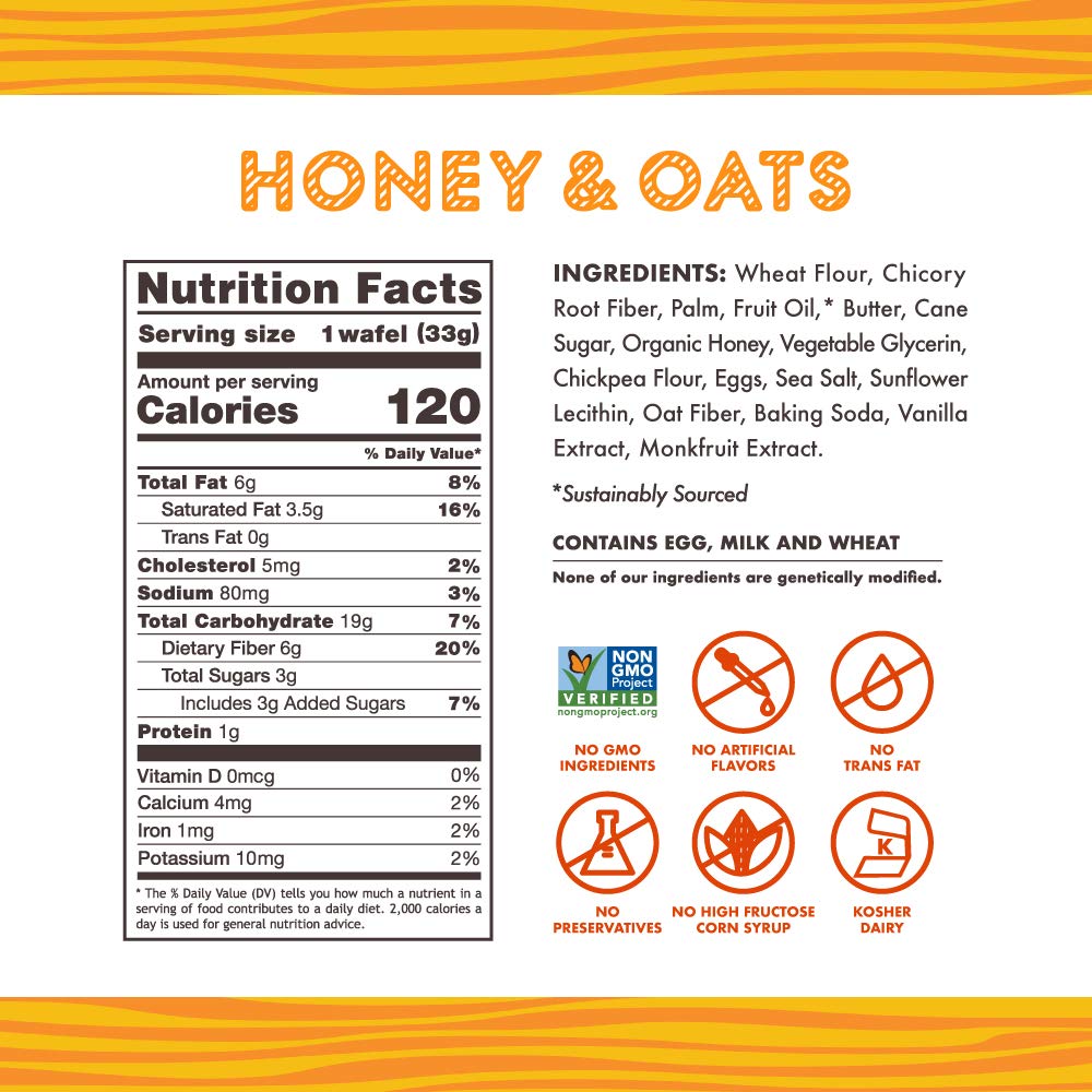 Rip Van Wafels Snack Wafels, Honey and Oats, Pack of 12, 13.92 Ounce