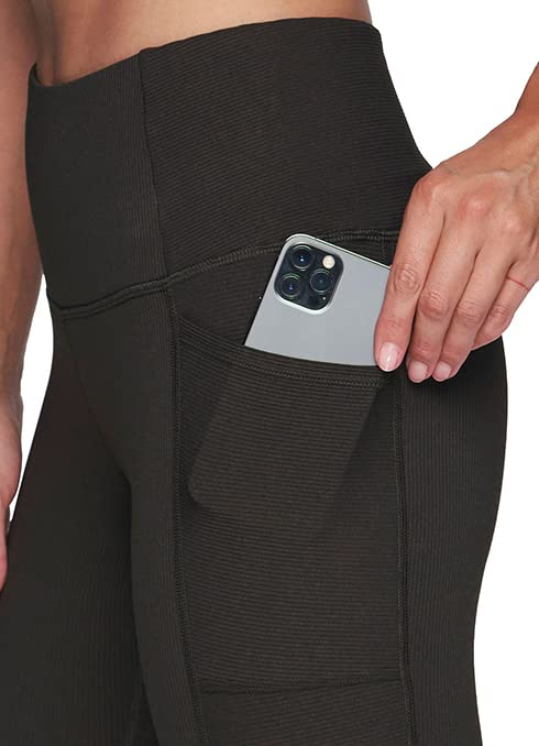 RBX Full Length High Waisted Rib Working Running Yoga Leggings Ribbed Dark Forest XL