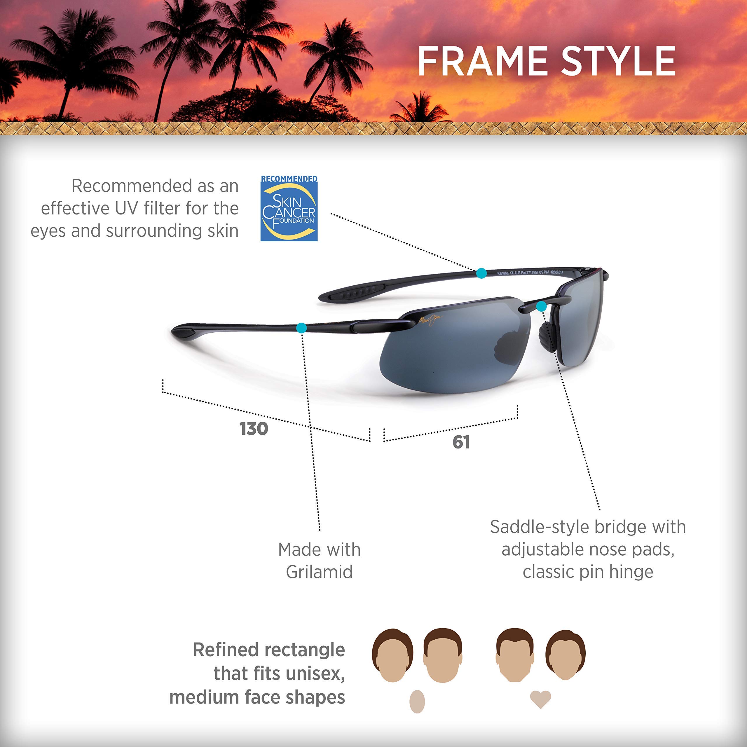 Maui Jim Kanaha w/ Patented PolarizedPlus2 Lenses Polarized Sport Sunglasses, Gloss Black/Neutral Grey Polarized, Medium