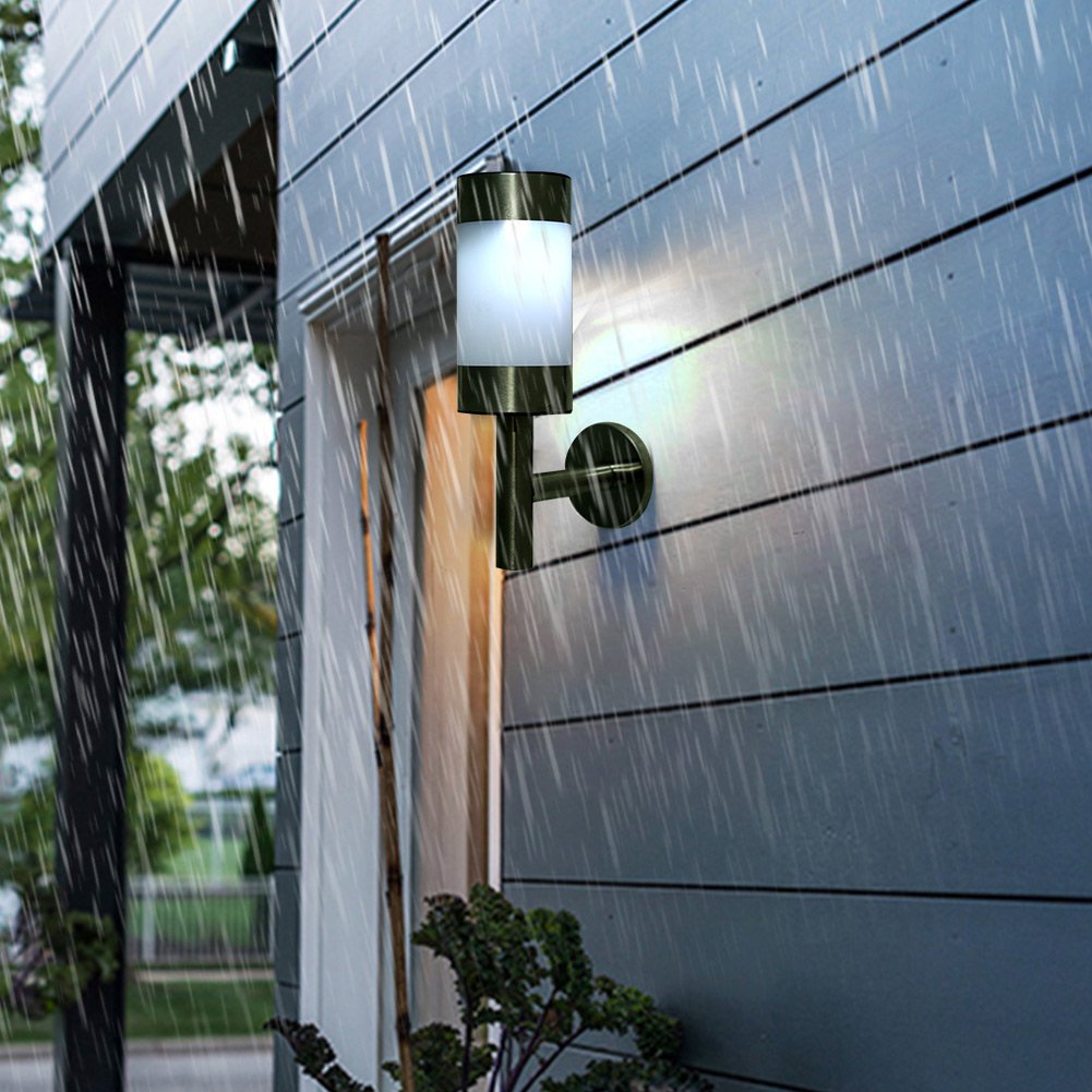 Mumusuki Solar Lights, 2 Pack Stainless Steel LED Solar Power Light Corridor Light Outdoor Wall Mount Lamp for Landscape Garden Yard Sensor Lamp Home Fence Decoration
