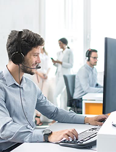 XAPROO USB Headset with Microphone for PC, Computer Headset with Microphone, Comfort-Fit On Ear Business Headset, 3.5 mm Wired Headphones for MS Teams Skype Zoom VoIP Conference Online Class