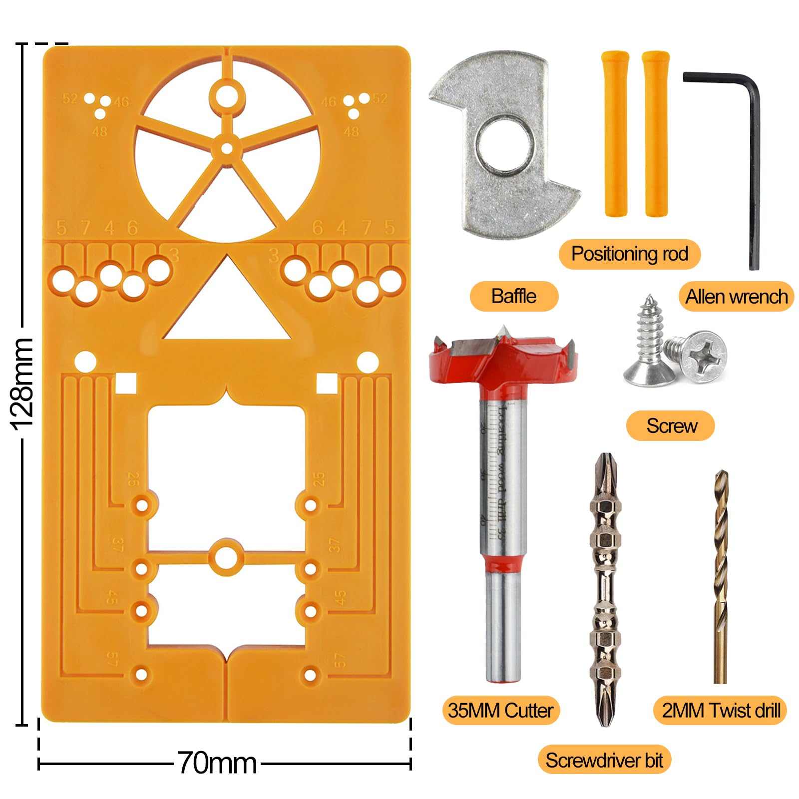 Lonfu 35mm Hinge Jig Kit,Concealed Hinge hole Drilling Jig,Woodworking Template Tools for Kitchen Cabinet Doors Hinge