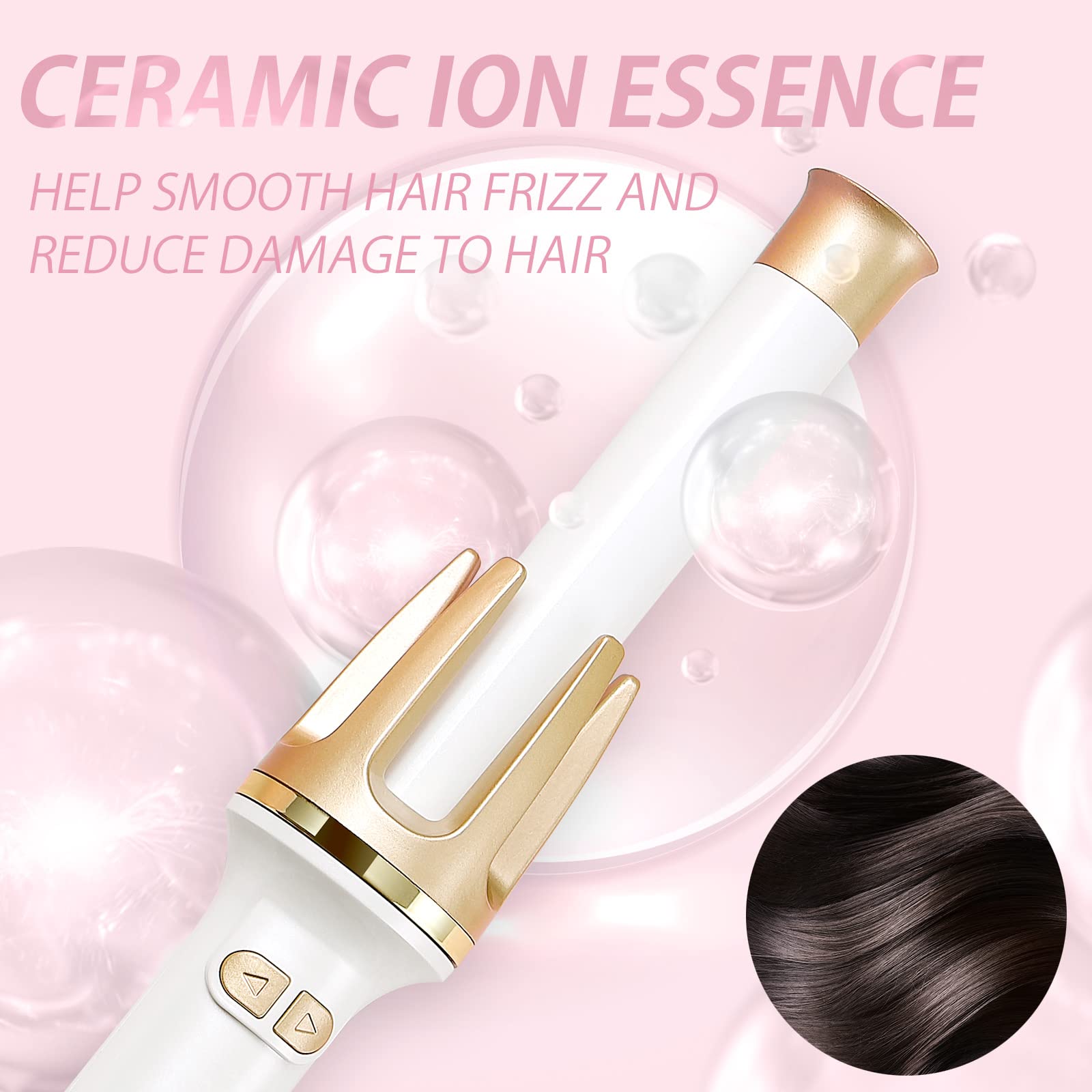 VISKS Auto Ceramic-ion Hair Curler, Super Easy-to-use 1 inch Automatic Curling Iron with 1" Barrel & 3 Temps Settings, Auto Shut-Off, Rotating Curling Wand