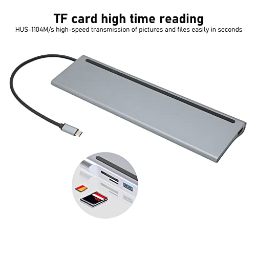 USB C Hub Hdmi Adapter, 12 in 1 USB-c Splitter Laptop Docking Station USB C to Ethernet Multiport Hub with USB Rj45 Vga Card Reader 3.5mm Audio
