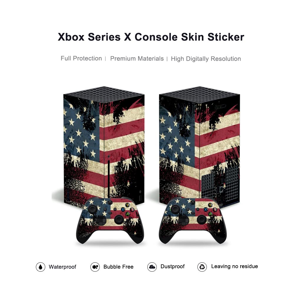 Skin Sticker for Xbox Series X Console and Controller - Protective Wrap Full Cover Vinyl Decal Compatible with Xbox Series X - USA Flag (Version Ⅱ)