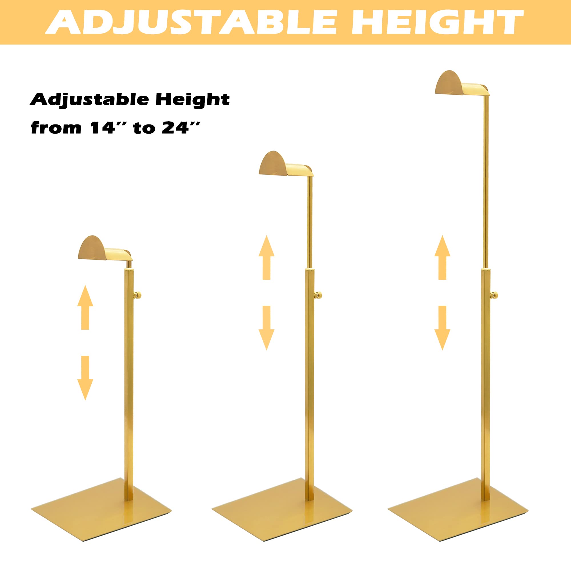 Royxen 3 Pack Handbag Rack Stainless Steel with Adjustable Height, Purse Display Stand (Gold)