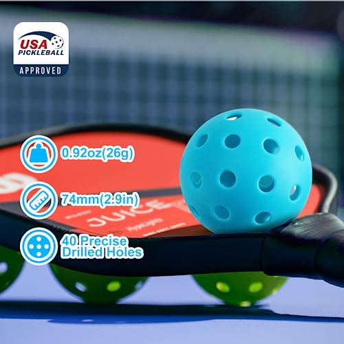 USAPA Approved Outdoor Pickleball Balls - 16 Pcs High-Bounce Balls with 40 Holes for Superior Durability | Tournament-Quality Set in 4 Bright Colors with Convenient Mesh Bag
