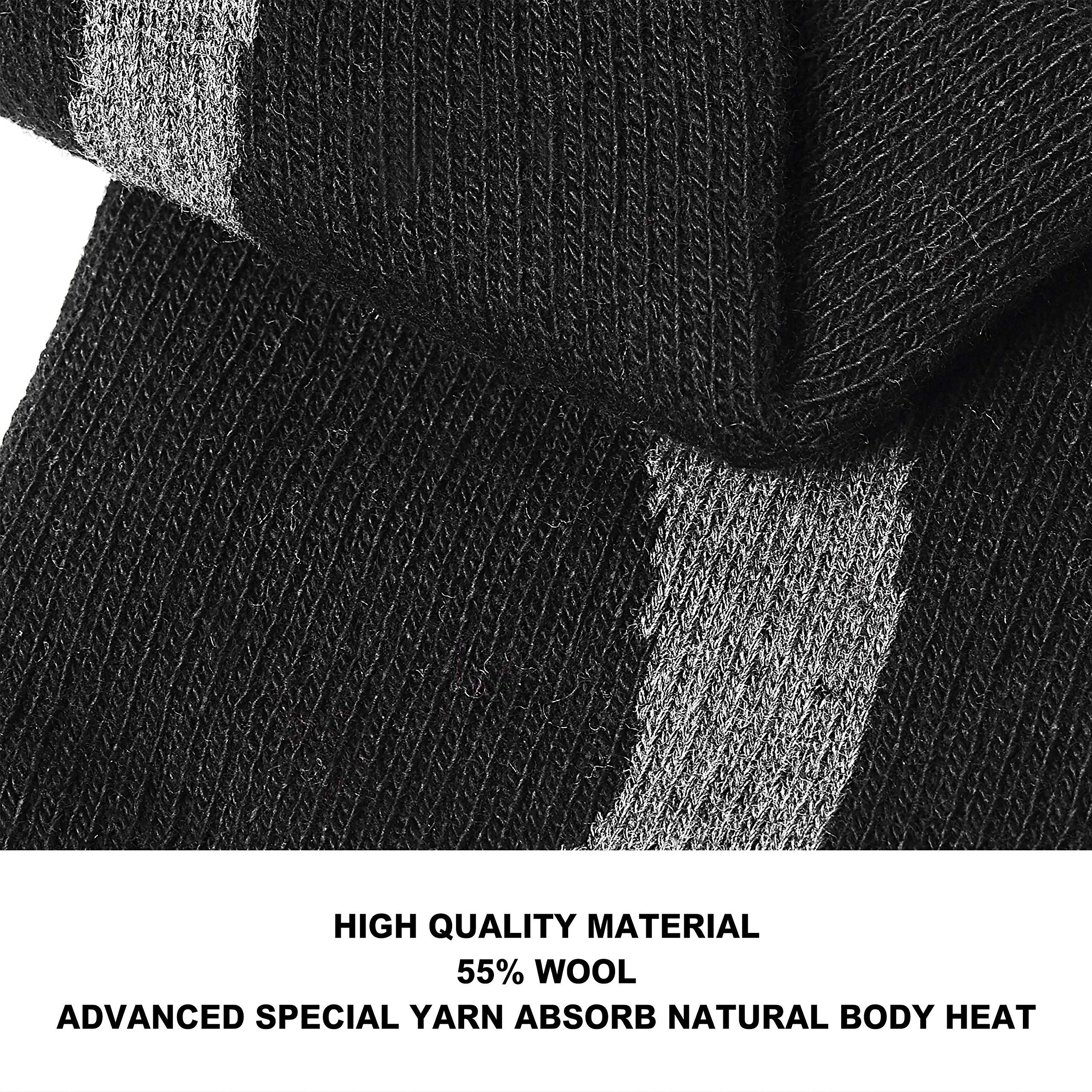 MUSAN Wool Ski Socks,Extra Warm Knee High Performance Snow Skiing/Snowboard Socks in Outdoor,Fit for Men and Women, Black-3Pack, Size:L