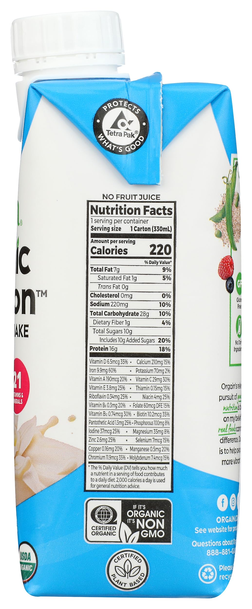 Orgain, Nutri Shake Vegan Sweet Vanilla Bean Organic, 11 Fl Oz