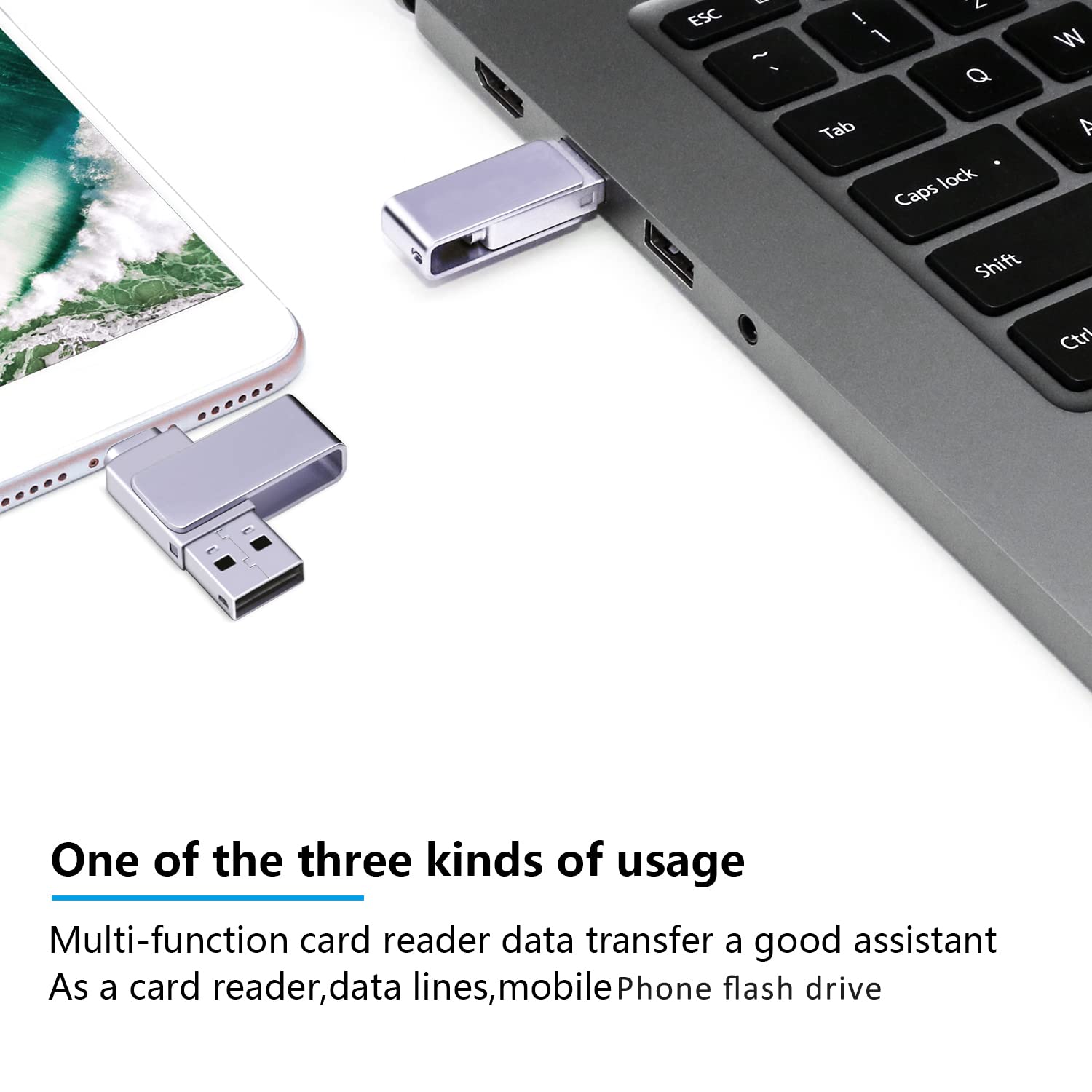 USB Flash Drive for i Phone Photo Stick 1TB Thumb Drive External Storage USB C Memory Stick Compatible i Phone Android MacBook USB C and PC Silvre XY011TB