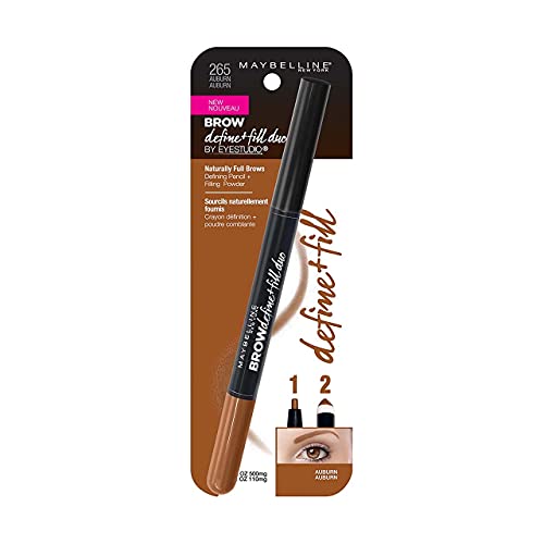 Maybelline New York Eyestudio Brow Define + Fill Duo Pencil, Auburn [265] 1 ea (Pack of 3)