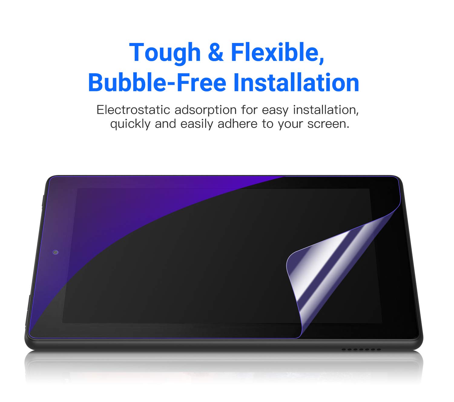 MoKo 2-Pack Screen Protector Fits All-New Amazon Kindle Fire 7 and Fire 7 Kids Edition 2019 & 2017 Tablet, Anti Blue Light Eye Protection Premium PET Film Screen Protector - Blue
