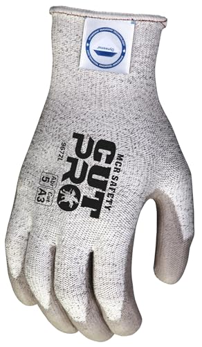 MCR Safety Memphis Dyneema Polyurethane Gloves, X-Large, White/gray, Pair