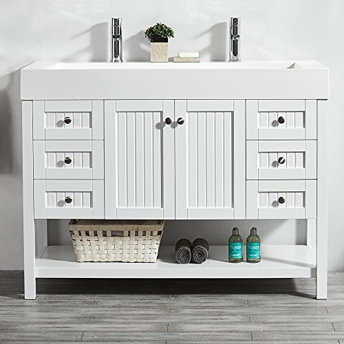 Vinnova Pavia 48β Single Vanity in White with Acrylic Under-Mount Sink Without Mirror