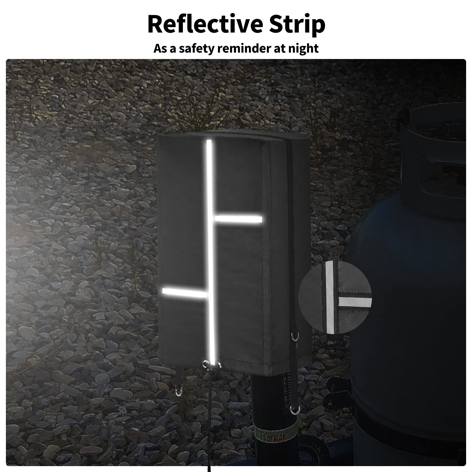MoKo Tongue Jack Cover, Universal Trailer Jack Cover Waterproof Heavy Duty 600D Nylon Camper RV Jack Cover with Reflective Strips 9 x 18 Inches - Black