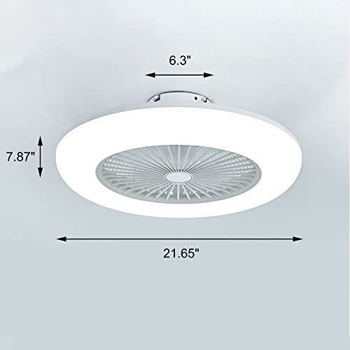 Modern Ceiling Fan with Lights,Adjustable Speed,Remote Control, 22 inch Invisible Acrylic Dimmable Lighting Fan Chandelier for Bedrooms Workout Room in White