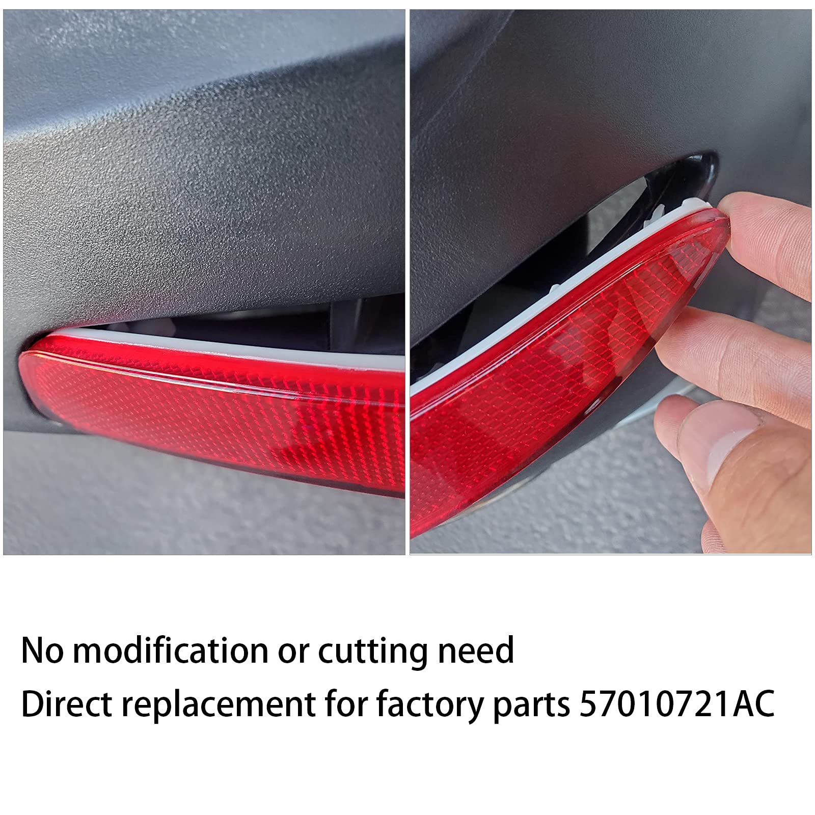 Rear Bumper Reflector Light Lamp Compatible with Jeep Grand Cherokee 2012-2018, Patriot 2013-2017, Dodge Journey 2012-2020 Back Bumper Reflectors Left & Right Red Les Replace # 57010720AC, 57010721AC