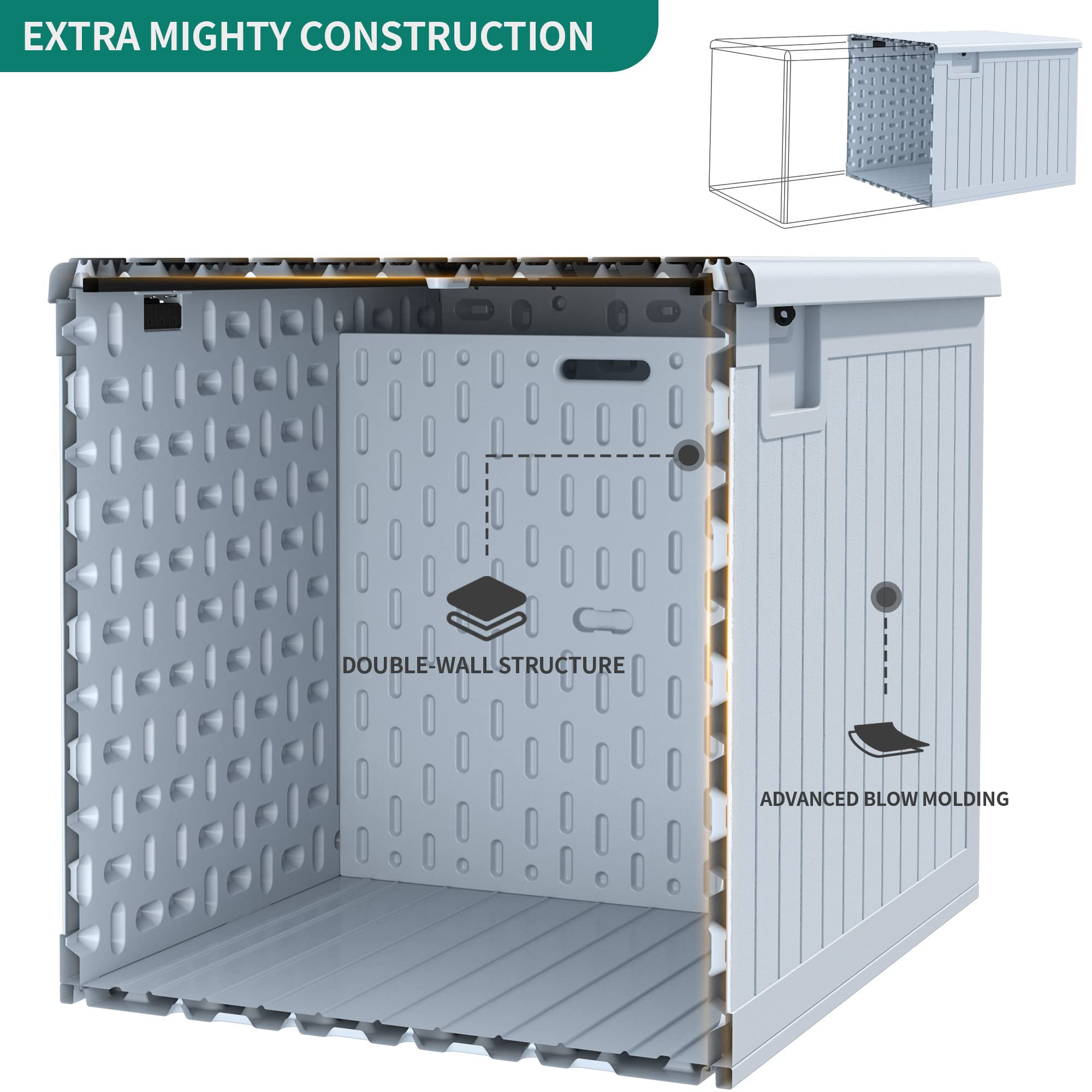 YITAHOME 90 Gallon Large Deck Box with Side Handles, Outdoor Double-Wall Storage for Patio Furniture Cushions, Garden Pool Accessories, Water Resistant & Lockable