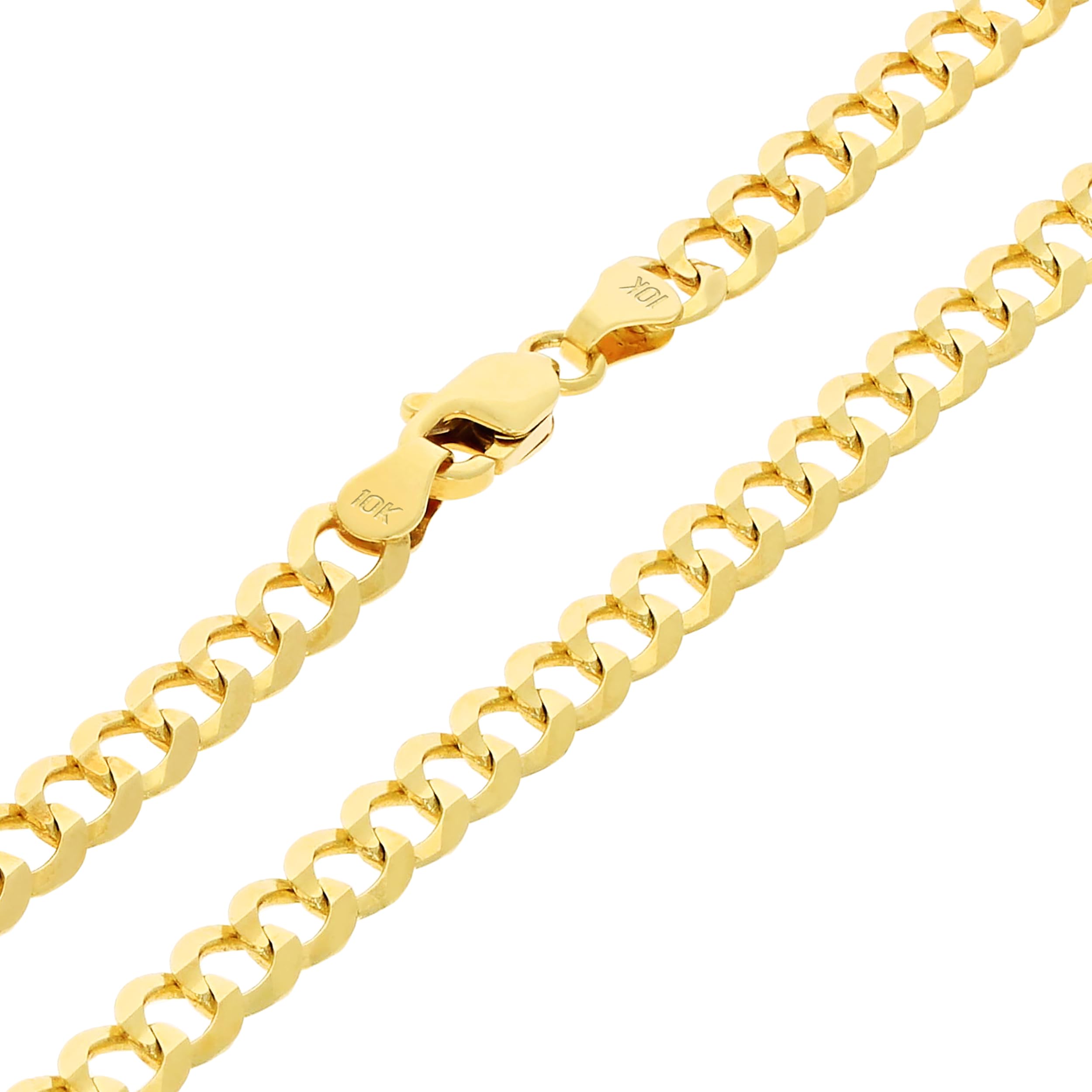 Nuragold 10k Yellow Gold 5mm Solid Cuban Curb Link Chain Pendant Necklace, Mens Womens Jewelry 16" 18" 20" 22" 24" 26" 28" 30"