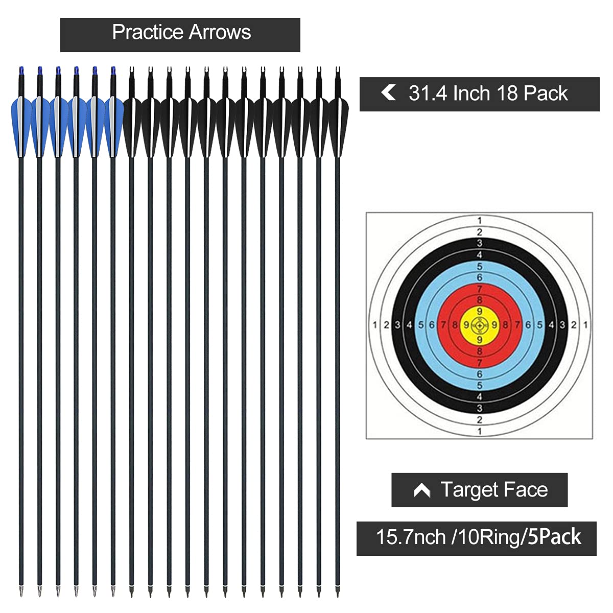 Recurve Bow and Arrow for Adults with 18 Arrows - Archery Bows Set for Beginner with Quiver 5 Target Faces Arm Guard Finger Saver, Takedown Longbow Kit Right Handed for Outdoor Shooting Training