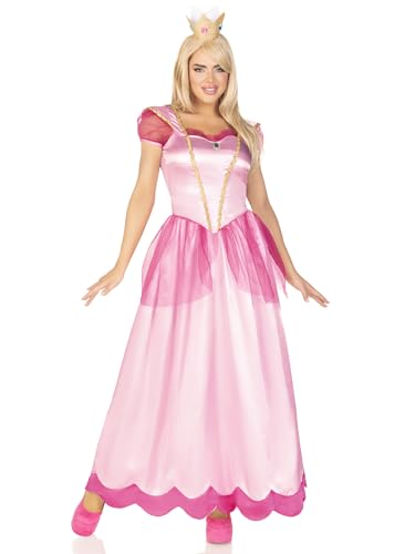 Leg Avenue 2 Piece Classic Pink Princess Full Length Ball Gown Costume Set with Gloves for Women, Large