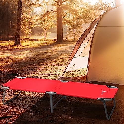 Magshion Portable Military Fold Up Camping Bed Cot with Storage Bag, Red, 37 x 26 x 5 inches (VE-COT-RD-D)