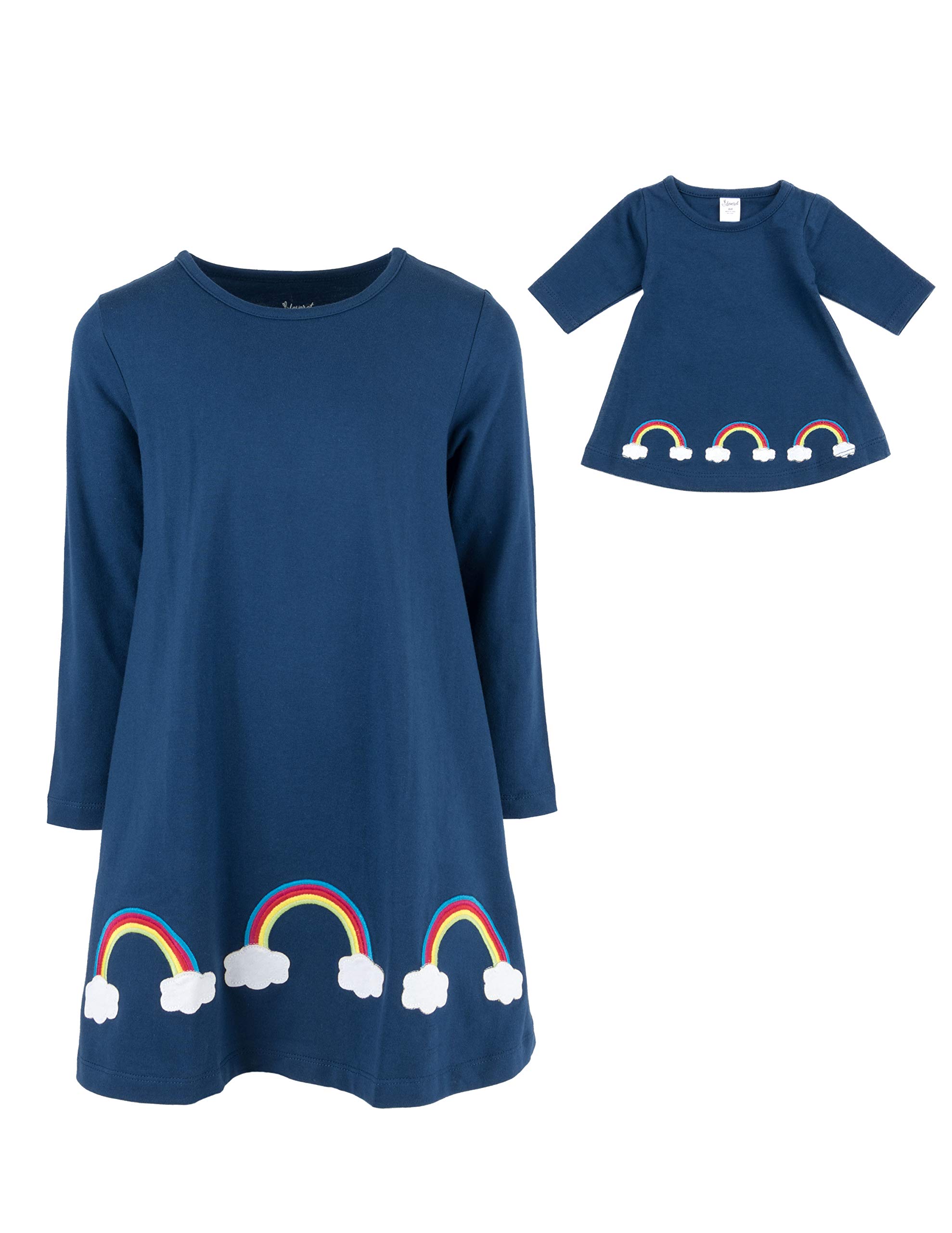 Leveret Kids & Toddler Matching Doll & Girls Dress 100% Cotton Rainbow (Size 6 Years)