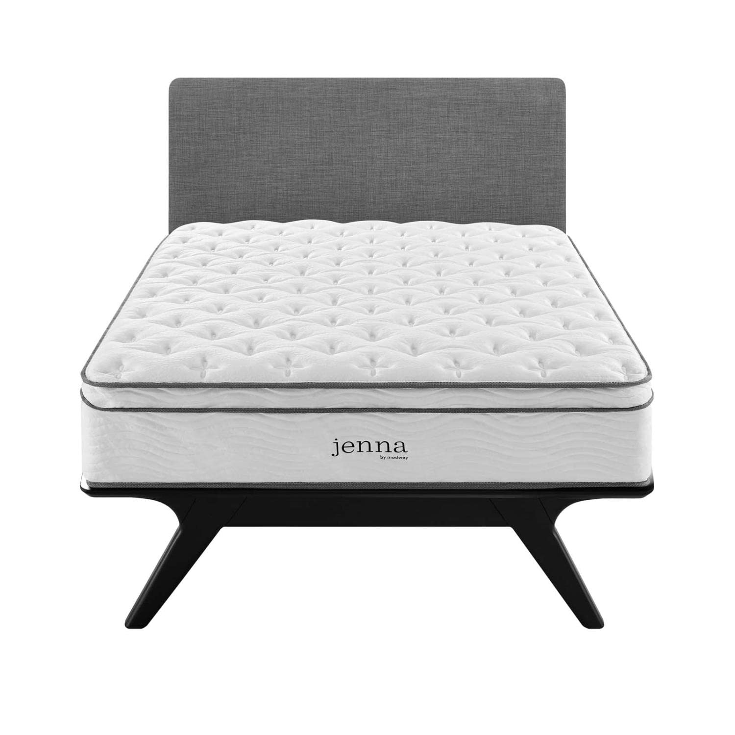 Modway Jenna 14” Innerspring and Memory Foam Queen Mattress With Individually Encased Coils, White