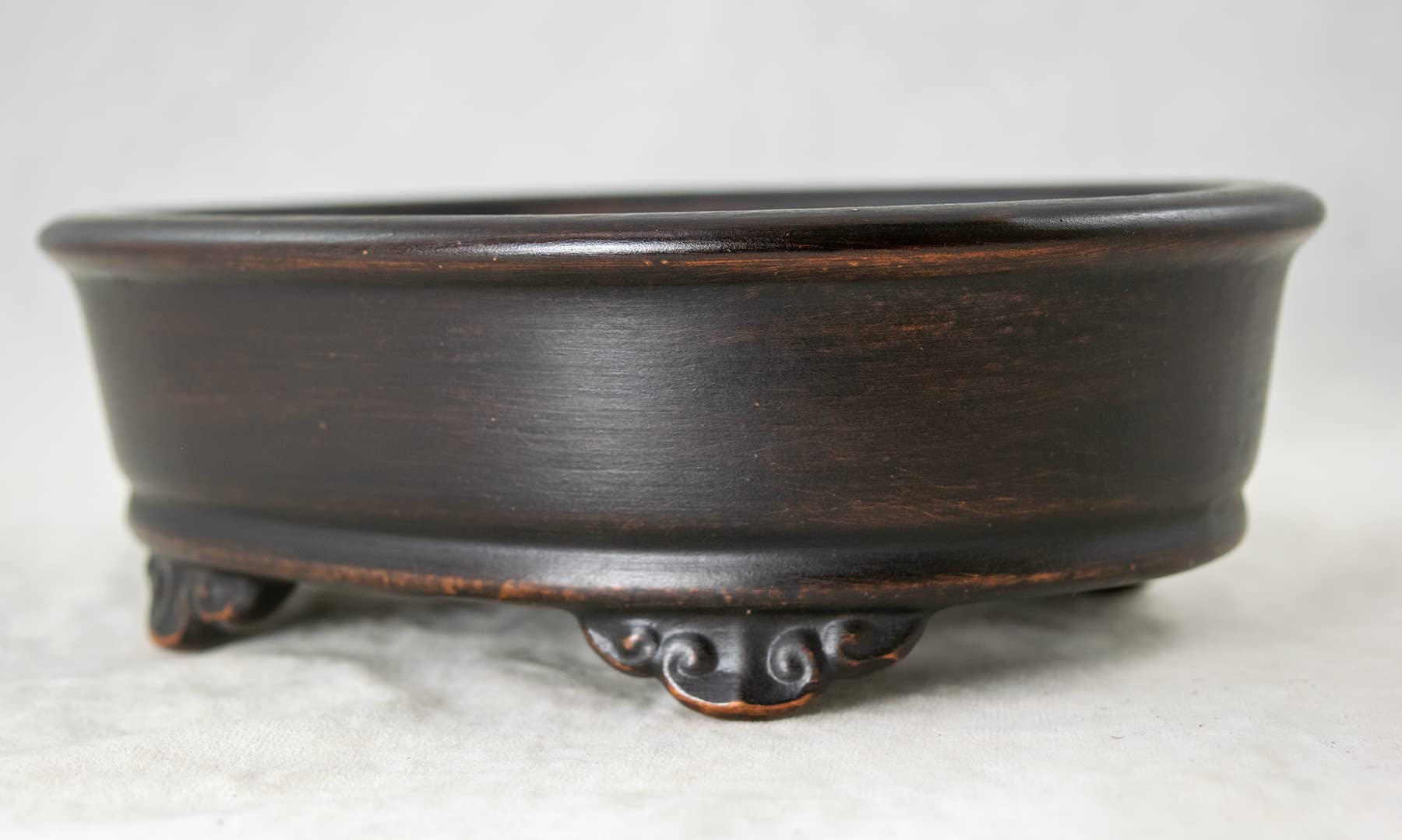 Vintage Oval Yixing Zisha Bonsai Pot, Cactus & Succulent Planter + Mesh - 8.25"x 6.25"x 2.5"