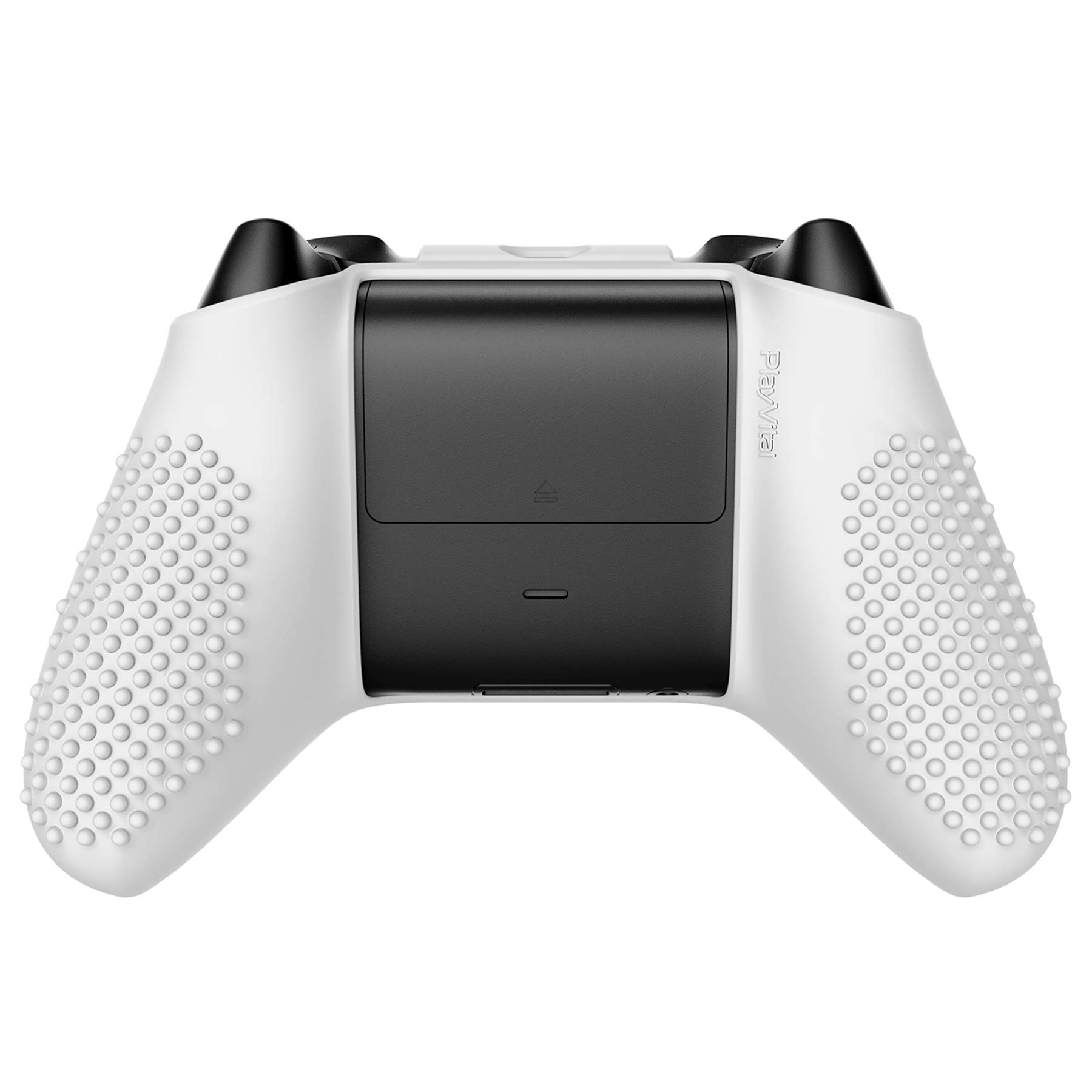 PlayVital White 3D Studded Edition Anti-Slip Silicone Cover Skin for Xbox Series X Controller, Soft Rubber Case Protector for Xbox Series S Controller with 6 White Thumb Grip Caps