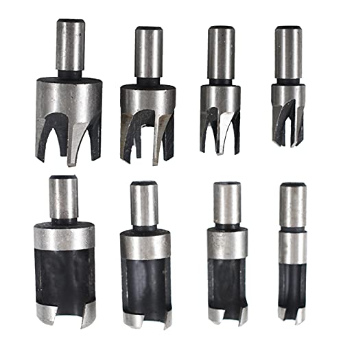 Wood Plug Cutter Carbon Steel Straight and Taper Claw Drill Bit Set 8Pcs Fit for Woodworking Hole Saw Cutting 6mm 10mm 13mm 16mm