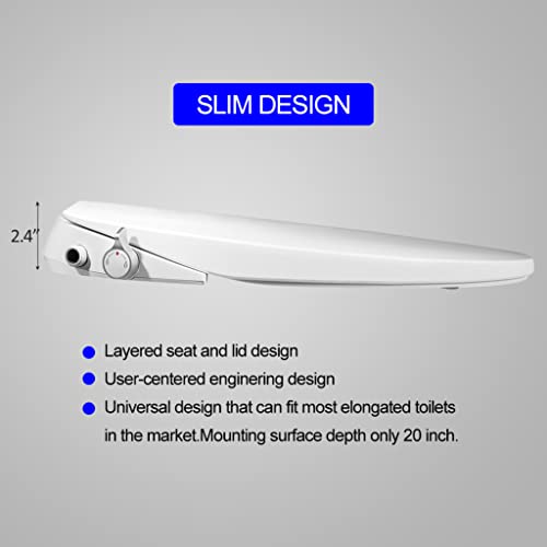 Vinnova Taranto Non-Electric Bidet Toilet Seat - Self Cleaning Retractable Nozzle, Elongated in White, Easy Installation