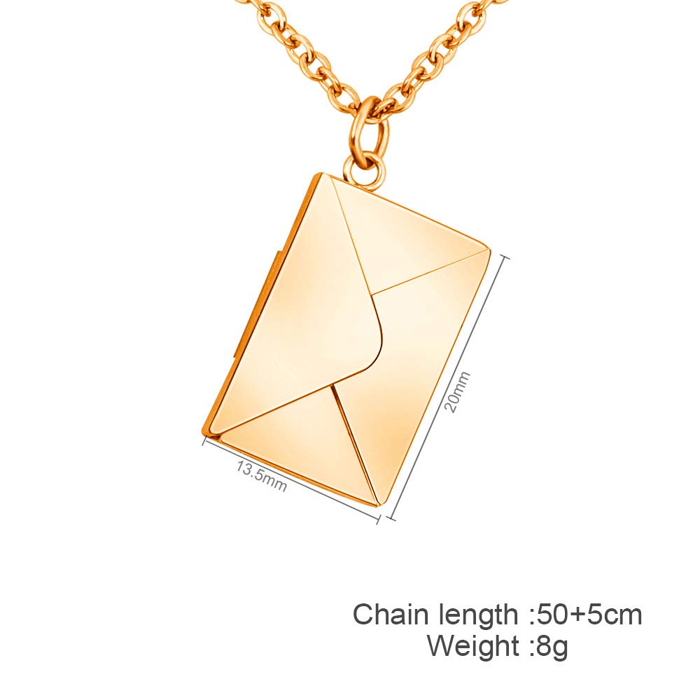 OPALSTOCK Personalized Locket Necklace Holds Pictures Photo Secret Message Inside Pendant Envelope Creative Seal Love Message Jewelry Gifts (envelope)