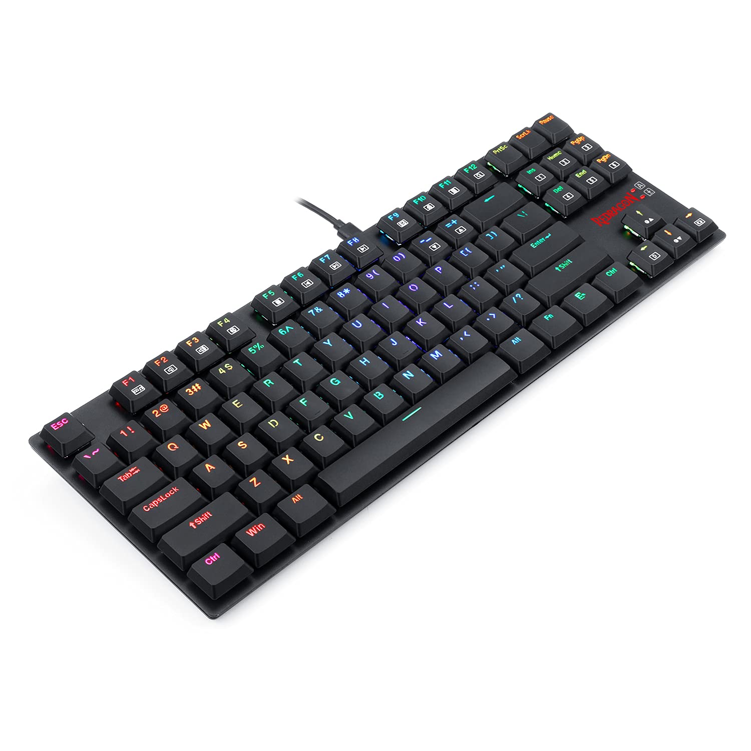 Redragon K607 Mechanical Gaming Keyboard, RGB LED Backlit, 87 Key Tenkeyless, Low Profile with Blue Switches for Windows PC Gaming (Wired)