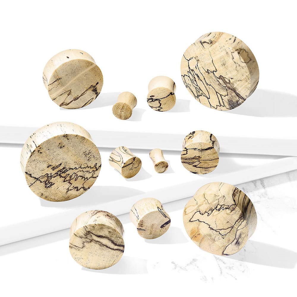 Pierced Owl Organic Spalted Tamarind Wood Double Flared Saddle Plug Gauges, Sold as a Pair (10mm (00GA))