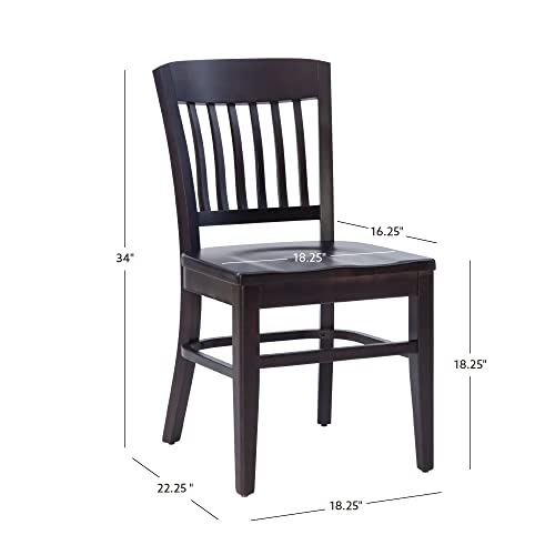 Linon Dark Brown Audrey Slatted Back Fully Assembled Set of 2 Side Chair, Dining Height