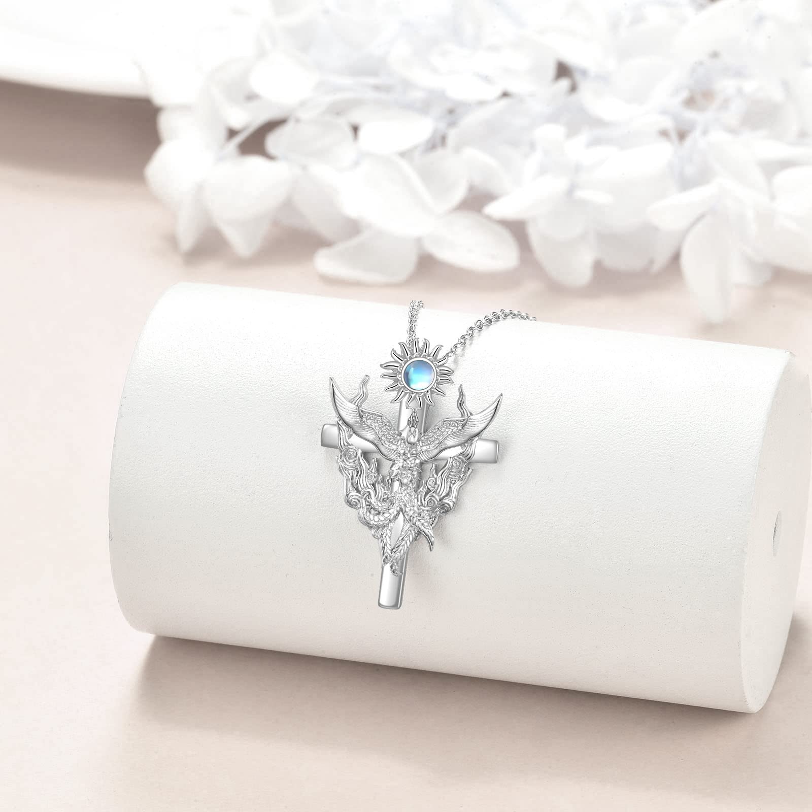 VADMANS Cross Phoenix Necklace Sun Pendant Sterling Silver Jewelry Gifts for Women